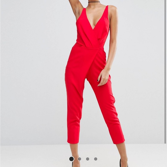 ASOS | Pants & Jumpsuits | Asos Red Jumpsuit | Poshmark